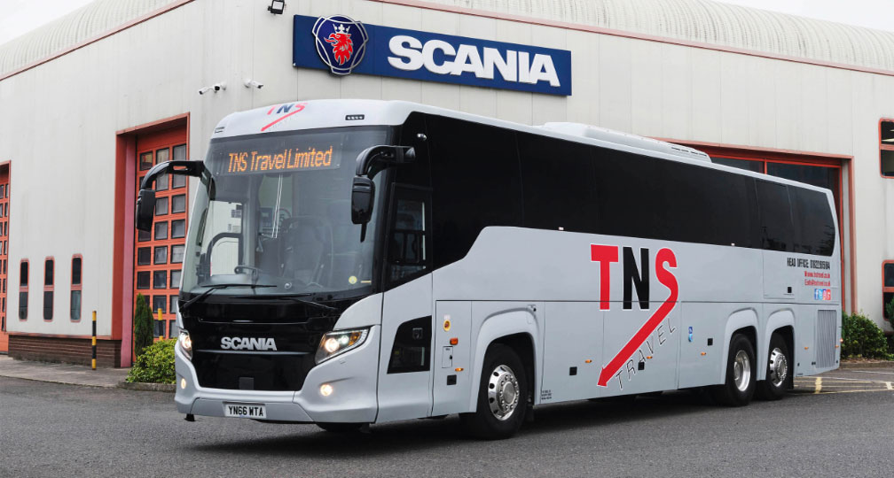 First Scania Touring for TNS Travel Limited - Keltruck Scania